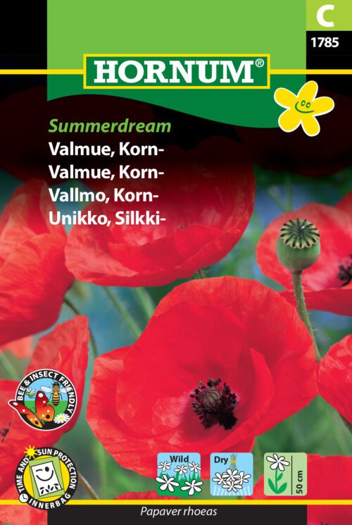 Rød valmue frø "Summerdream" Rød kornvalmue - Blomsterfrø