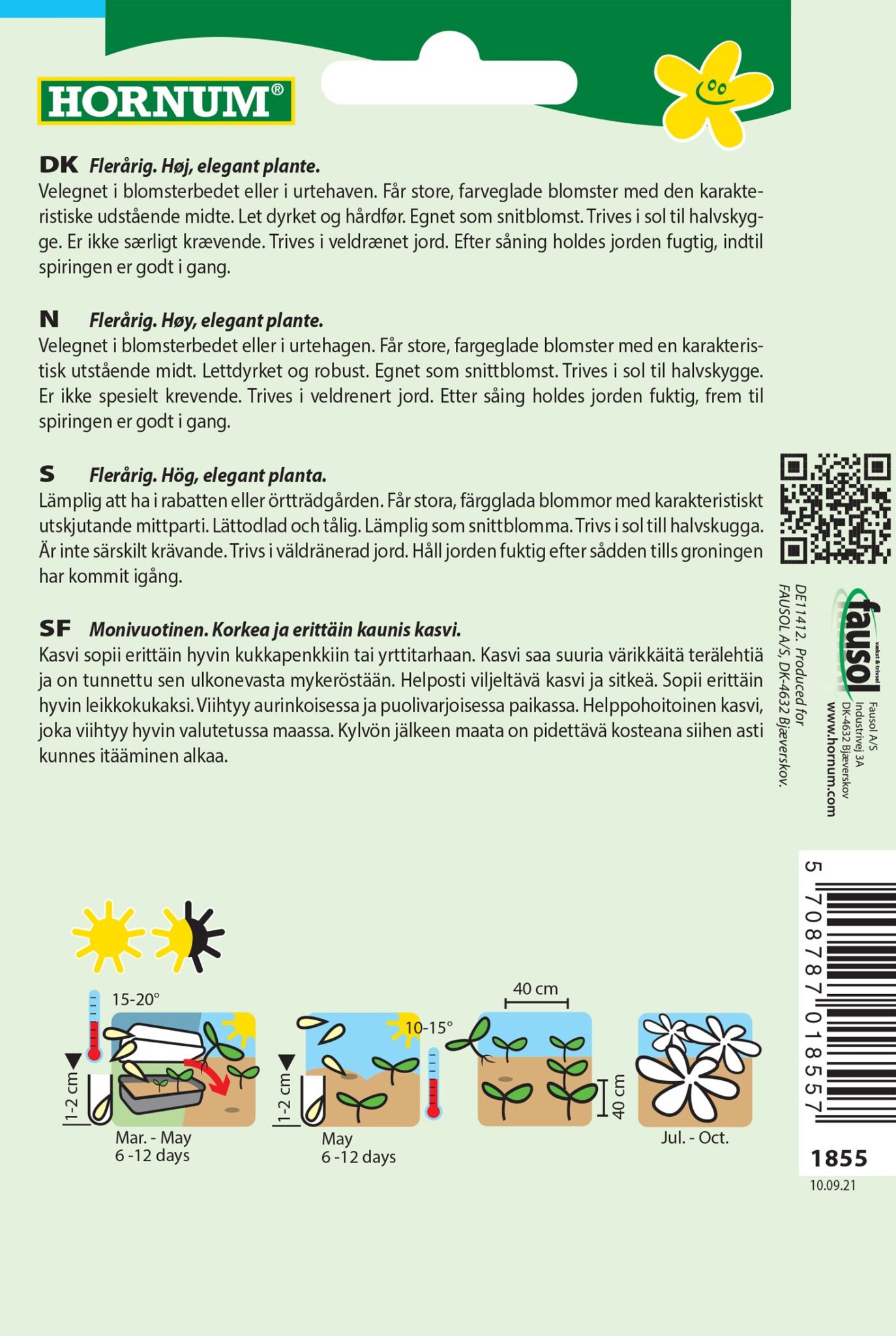 Solhat blomsterfrø blanding - Flerårig og let dyrket sommerblomst.