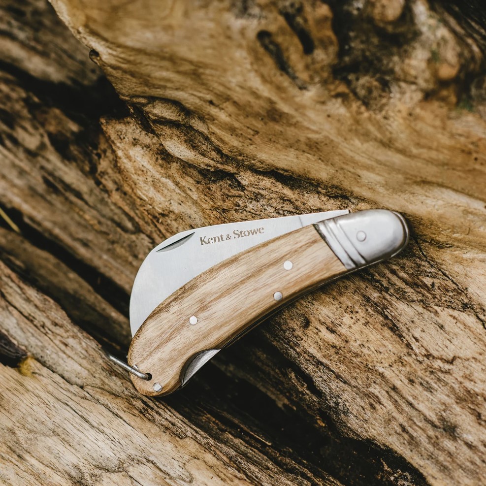Beskærerkniv / Gartnerkniv fra Kent & Stowe. Blad i rustfrit stål.